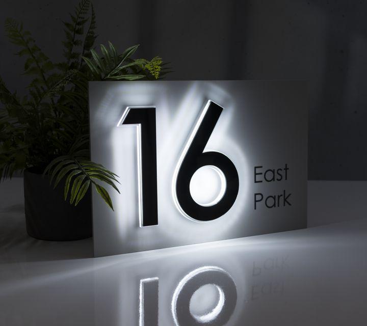 Exquisite Valencia i2 House Sign | Designer 140mm LED Illuminated ...
